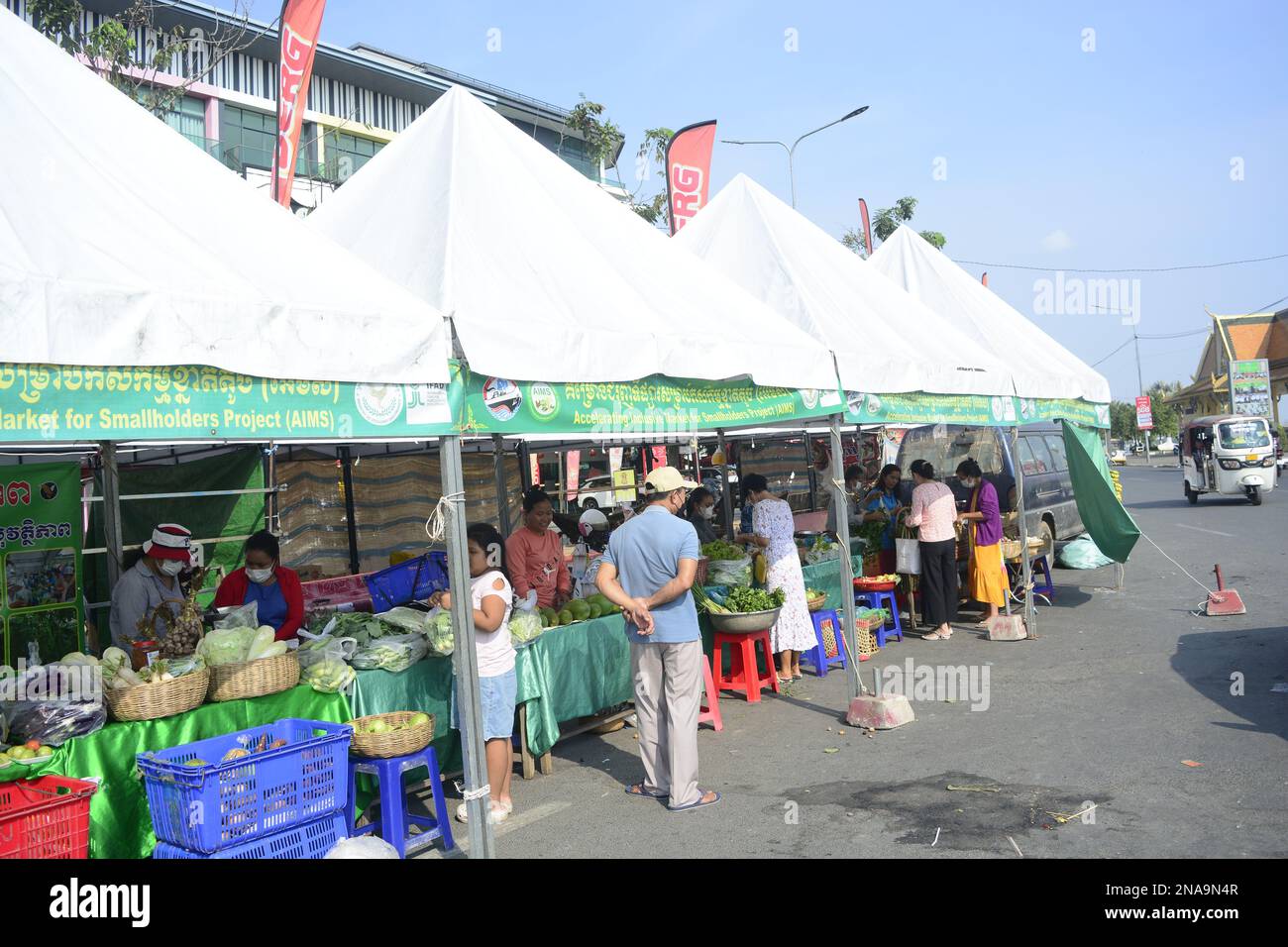 Community weekend market in Takeo, Phnom Penh, Cambodia. A Cambodian ...