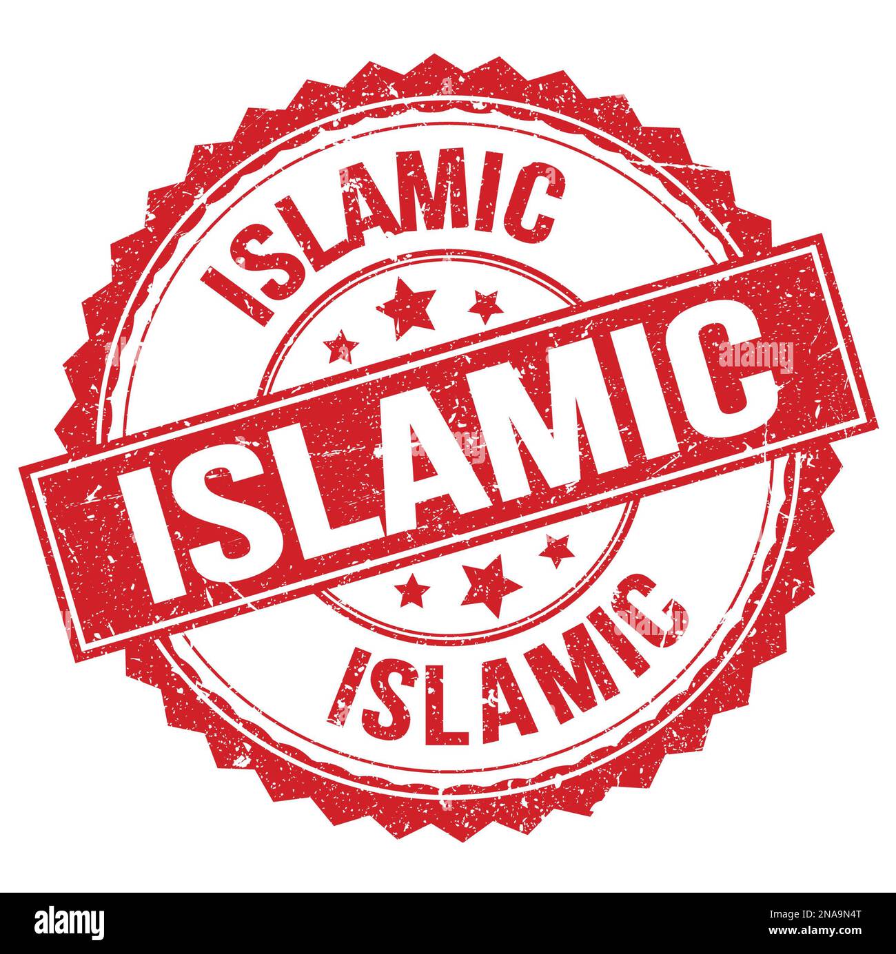 ISLAMIC text written on red round stamp sign Stock Photo - Alamy