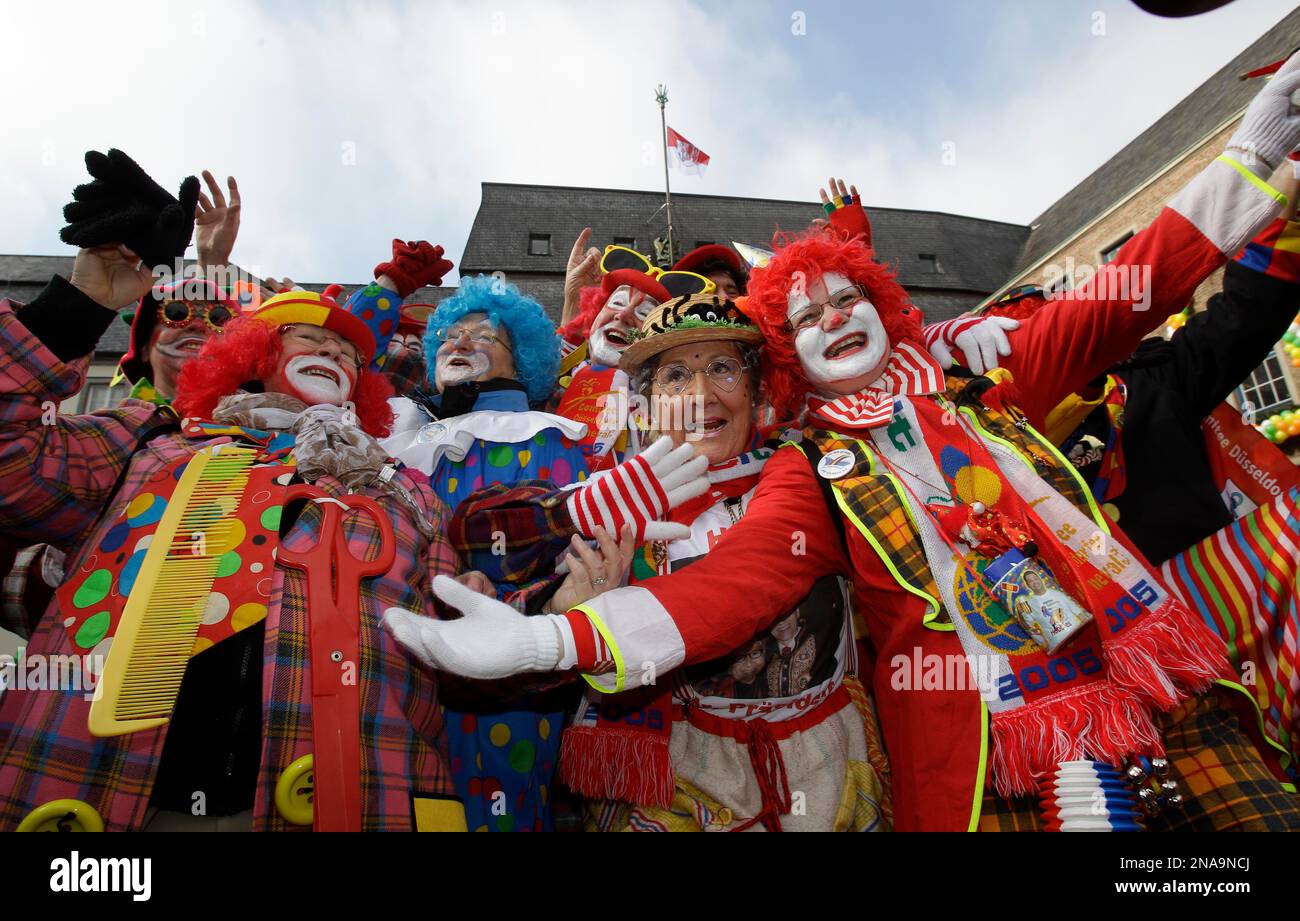 Clowns celebrate prior to the traditional carnival parade in ...