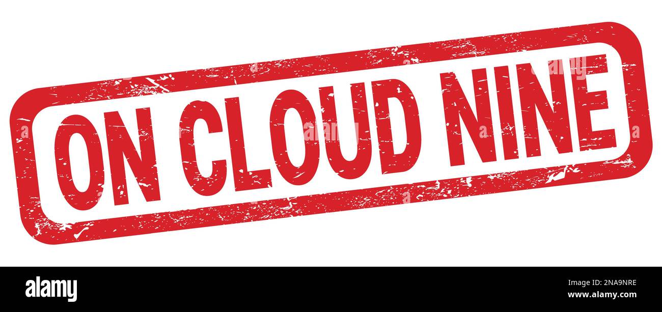 ON CLOUD NINE text written on red rectangle stamp sign Stock Photo - Alamy