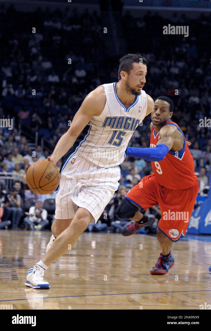 Orlando Magic forward Hedo Turkoglu, left, of Turkey, drives past ...