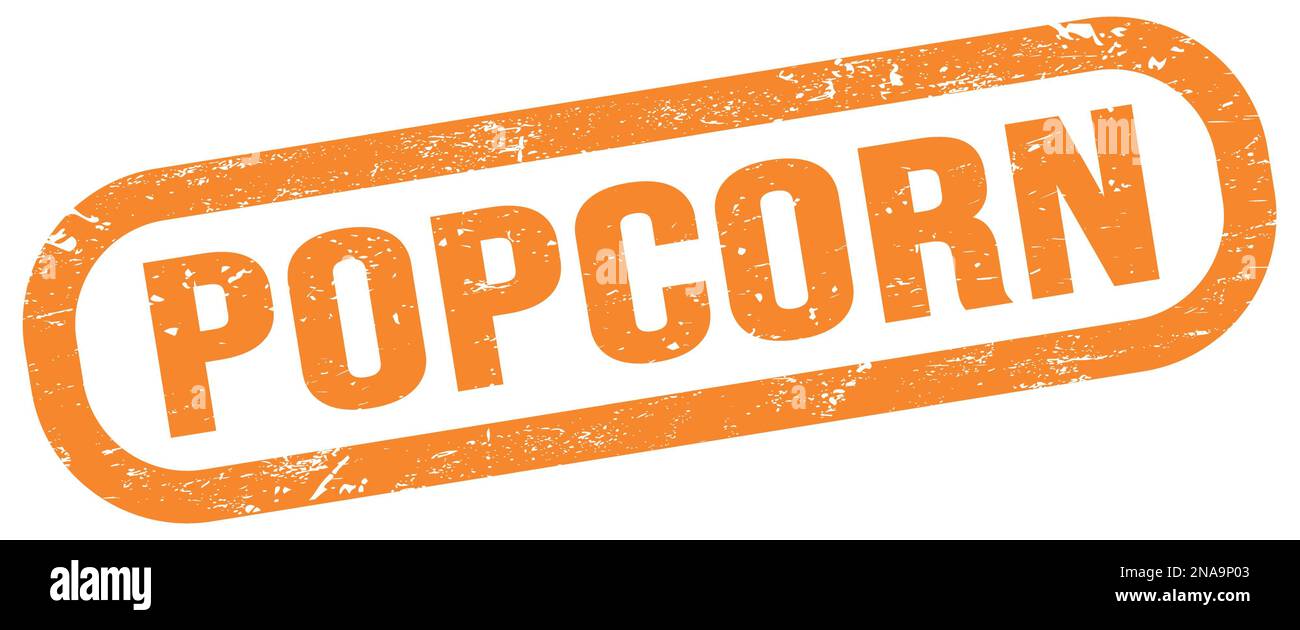 POPCORN, text on orange rectangle stamp sign Stock Photo - Alamy