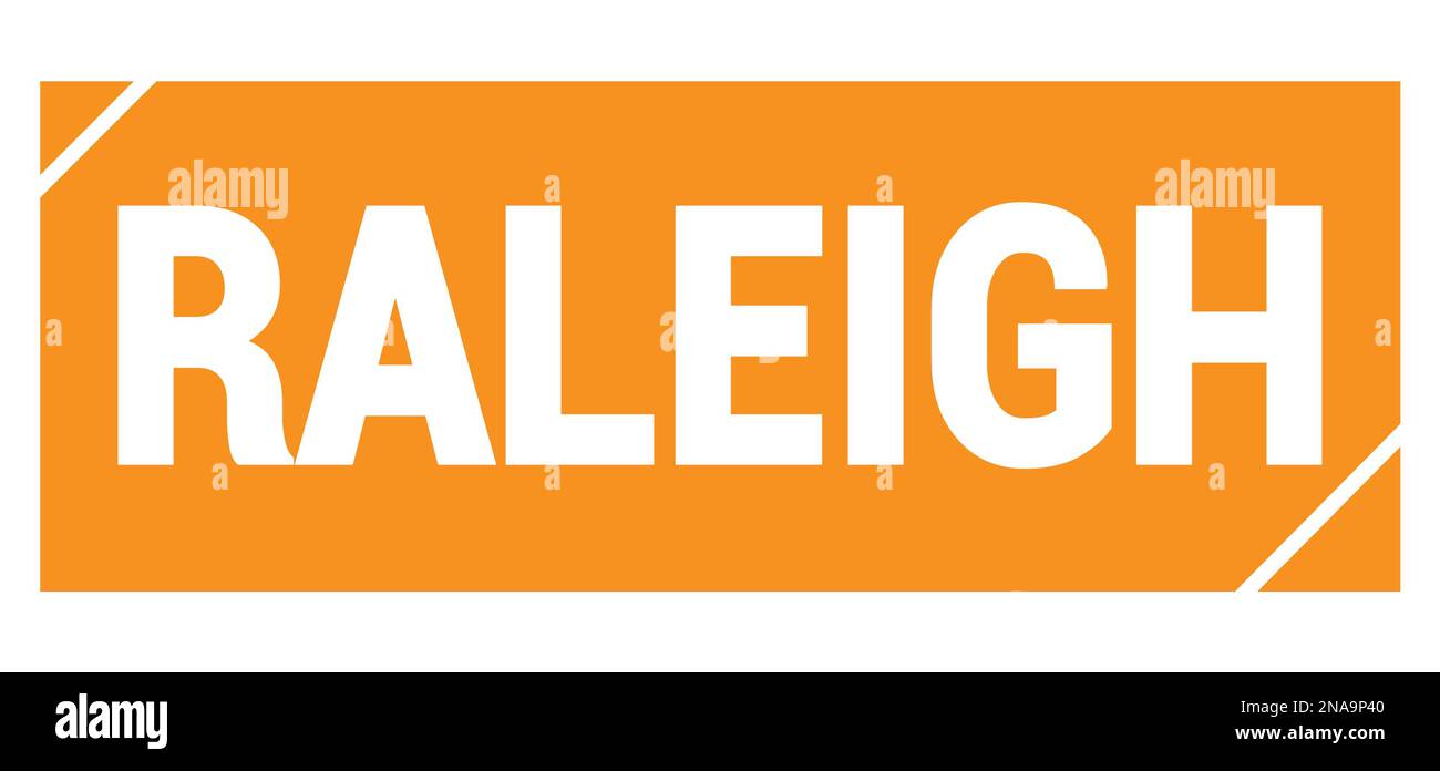 RALEIGH text written on orange grungy stamp sign Stock Photo - Alamy