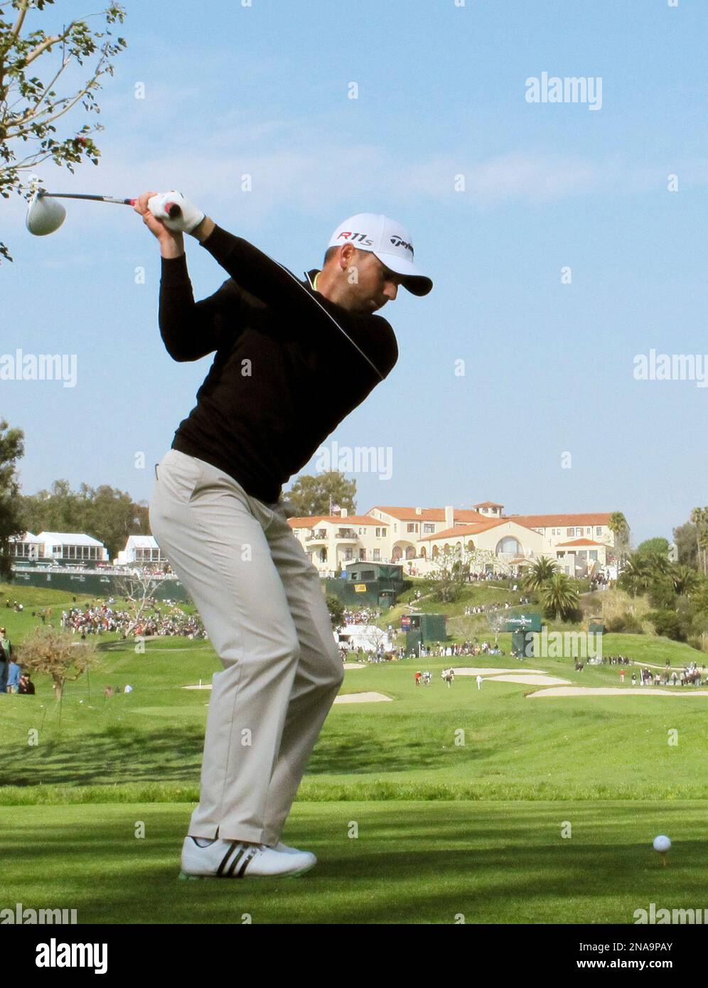 Sergio Garcia hits his tee shot on the ninth hole during the final ...