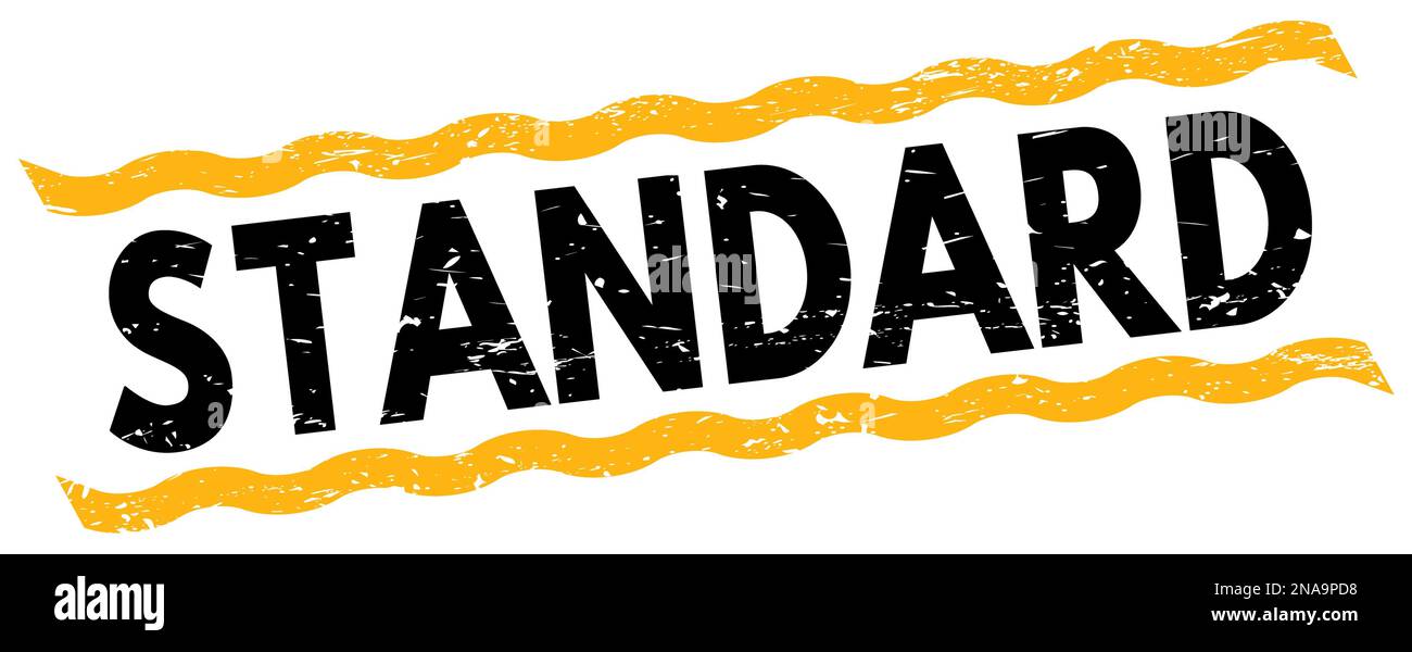 STANDARD text written on yellow-black lines stamp sign Stock Photo - Alamy