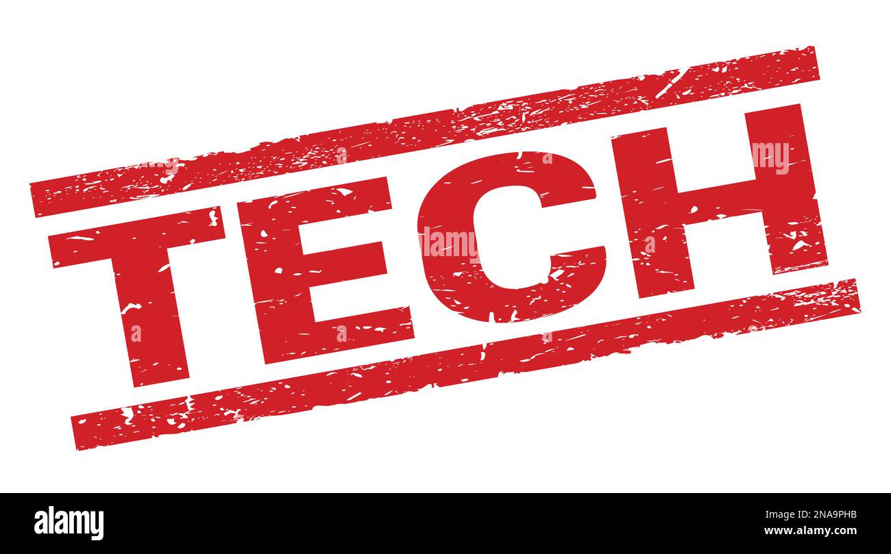 TECH text written on red rectangle stamp sign Stock Photo - Alamy