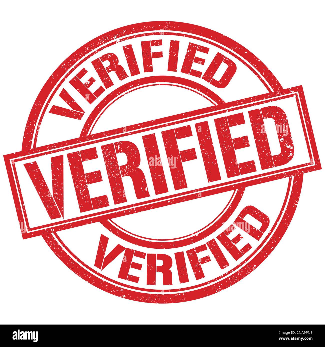 VERIFIED text written word on red round stamp sign Stock Photo - Alamy