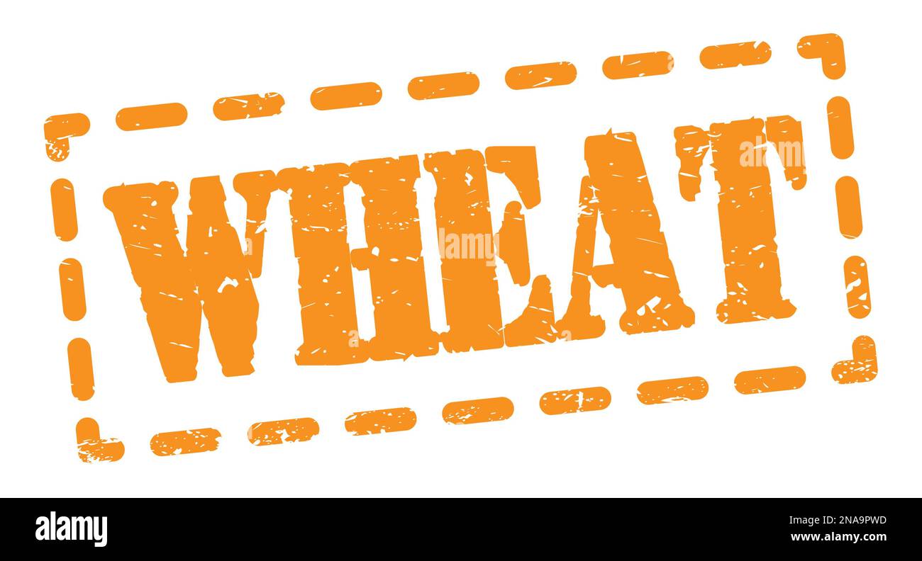 WHEAT text written on orange dash stamp sign Stock Photo - Alamy