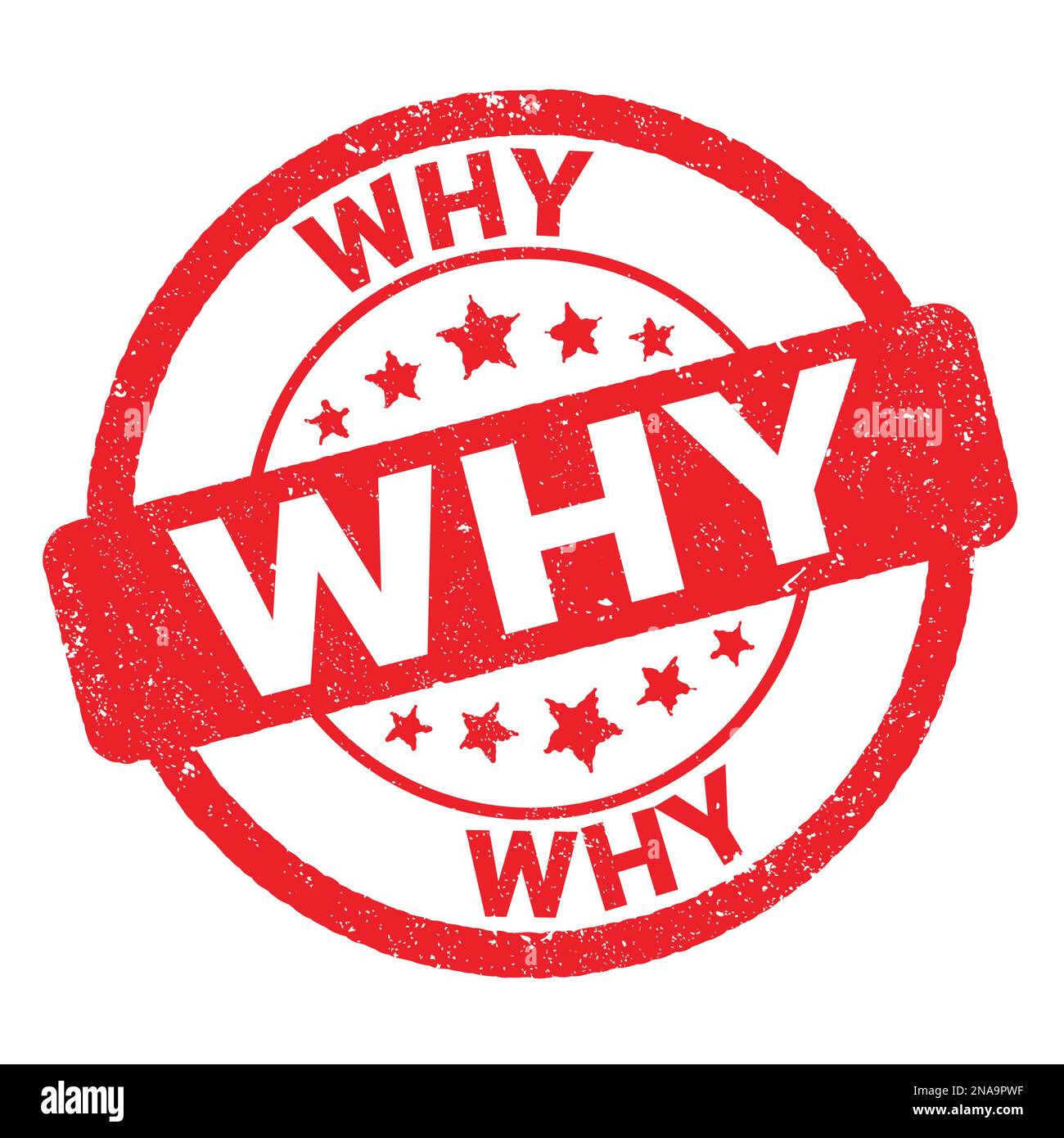 WHY text written on red grungy stamp sign Stock Photo - Alamy