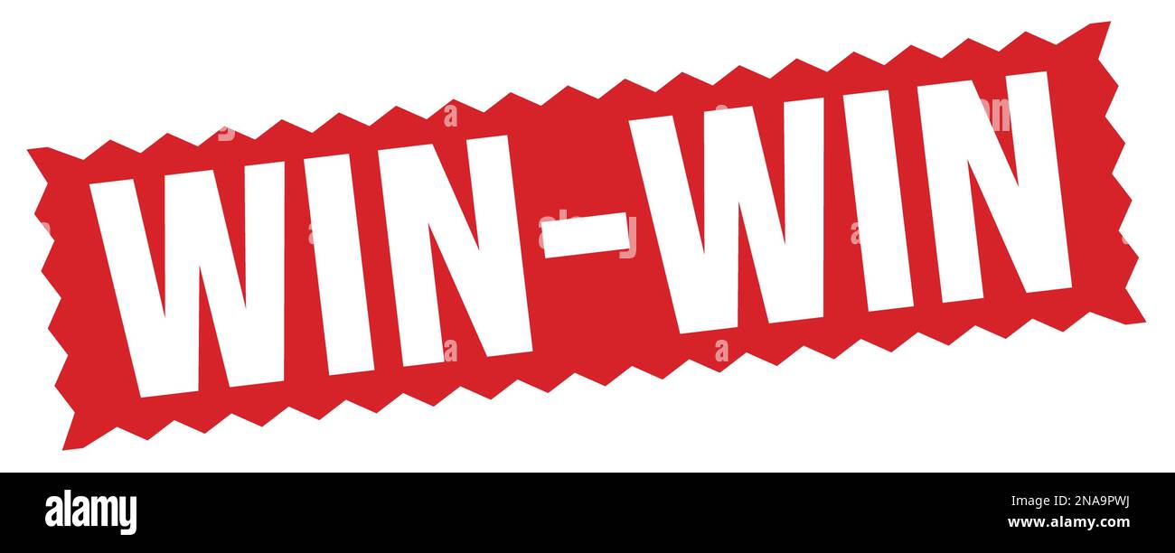 WIN-WIN text written on red zig-zag stamp sign Stock Photo - Alamy