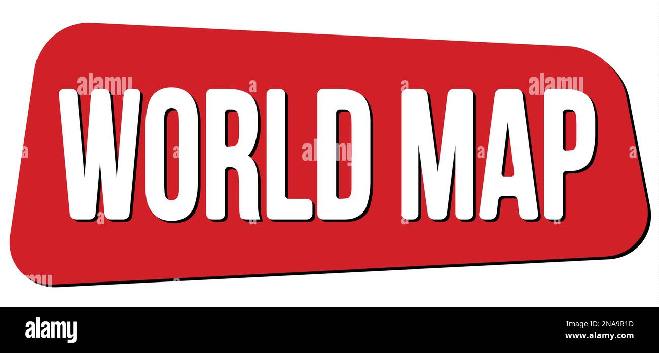 WORLD MAP text written on red trapeze stamp sign Stock Photo - Alamy
