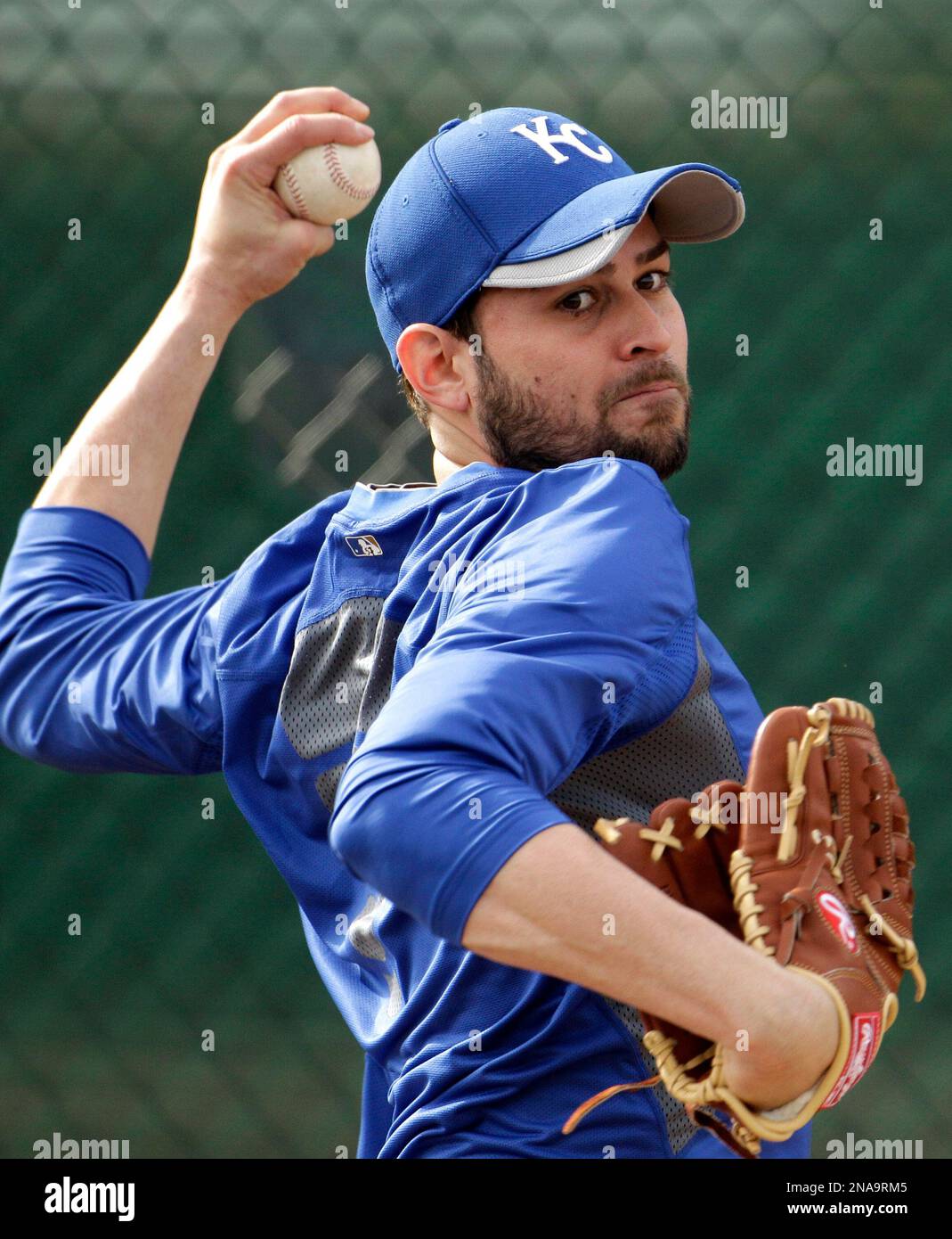 Kansas City Royals pitcher Jonathan Sanchez throws during an unofficial ...