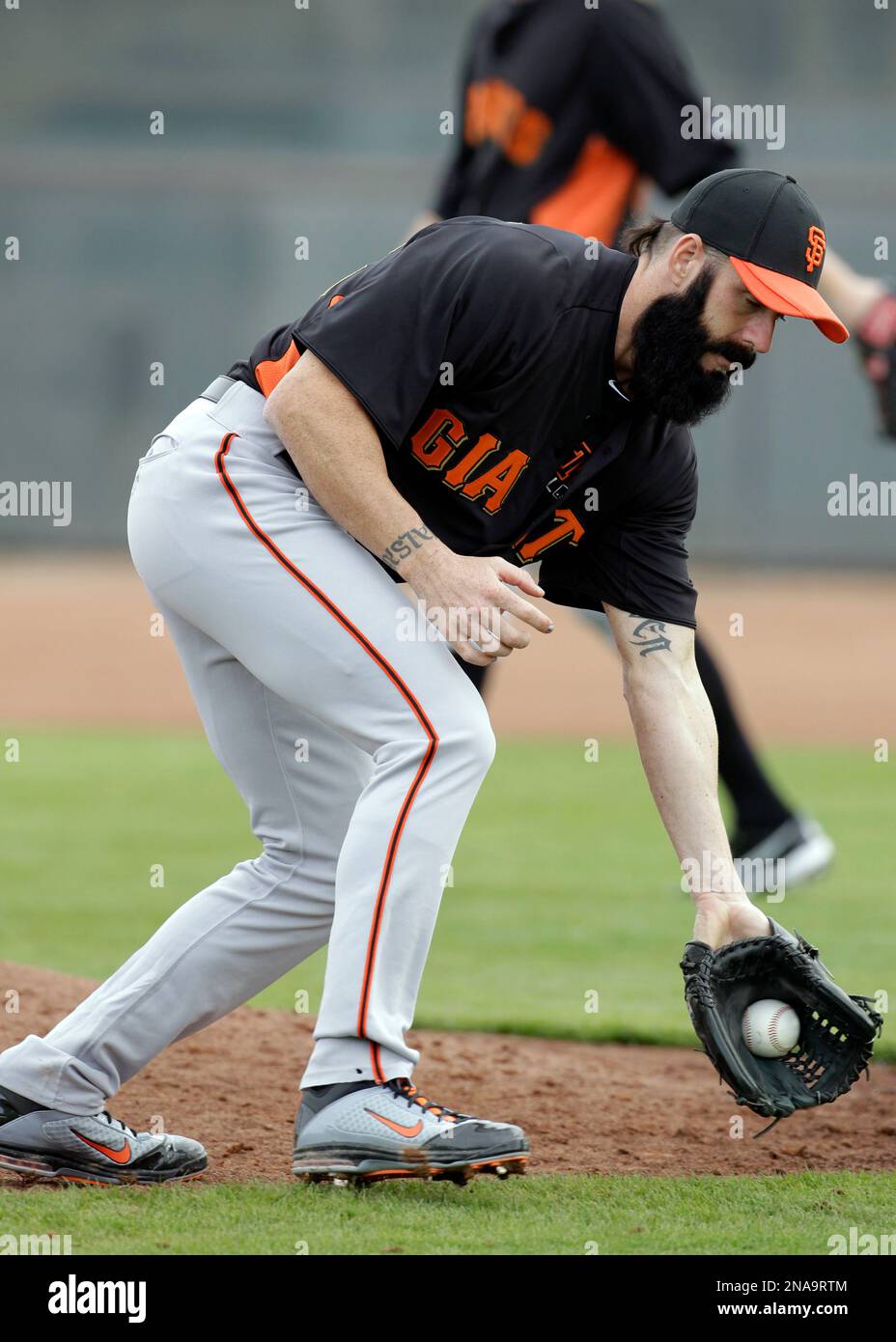 San Francisco Giants' Brian Wilson fields a ground ball during a ...