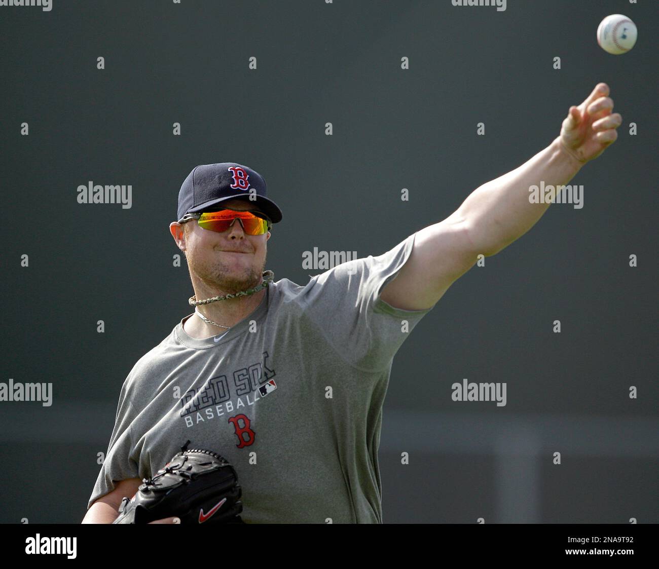 Boston Red Sox pitcher Jon Lester works out as pitchers and catchers ...
