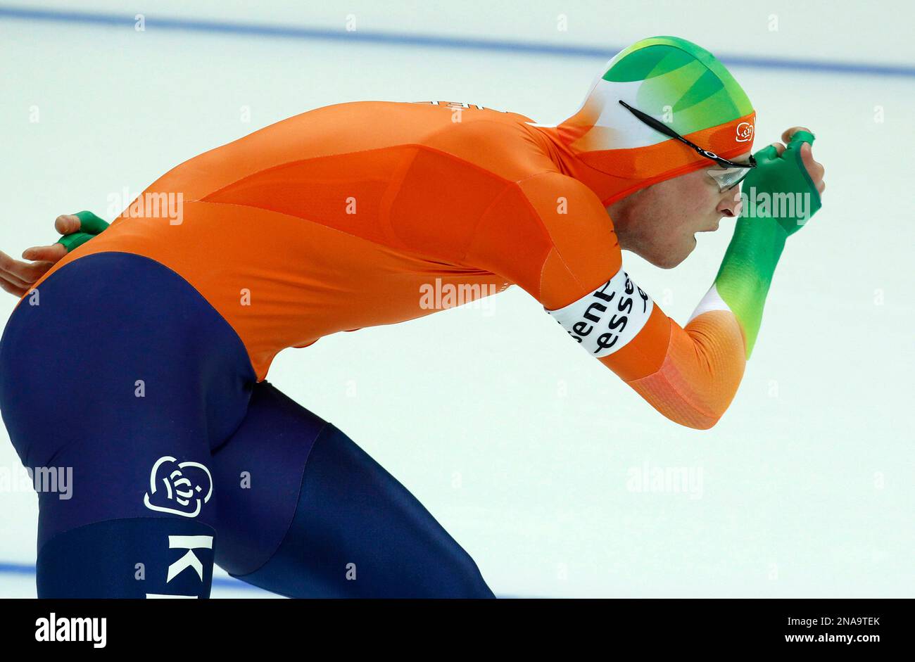 Winner Sven Kramer of the Netherlands skates during the men's 10000m ...