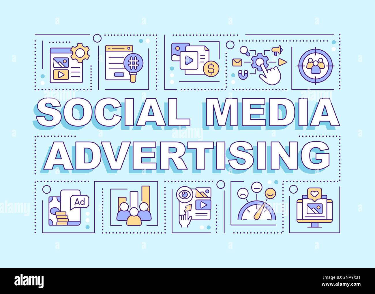 Social Media Advertisement Word Concepts Blue Banner Stock Vector Image And Art Alamy