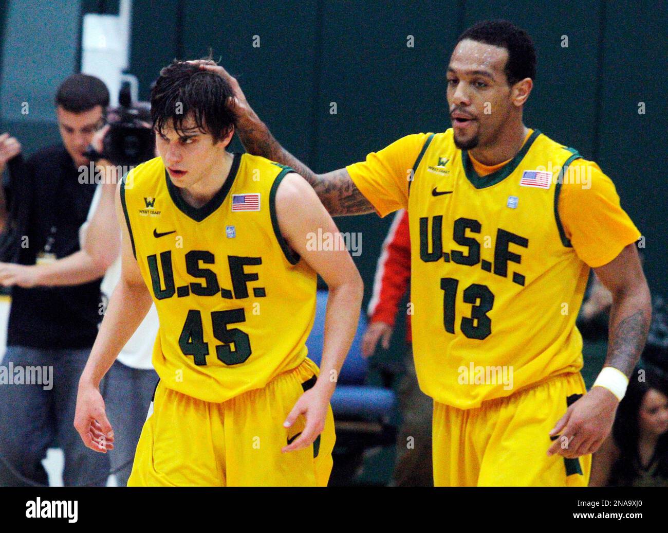 San Francisco's Rashad Green (13) congratulates Cody Doolin (45) after ...
