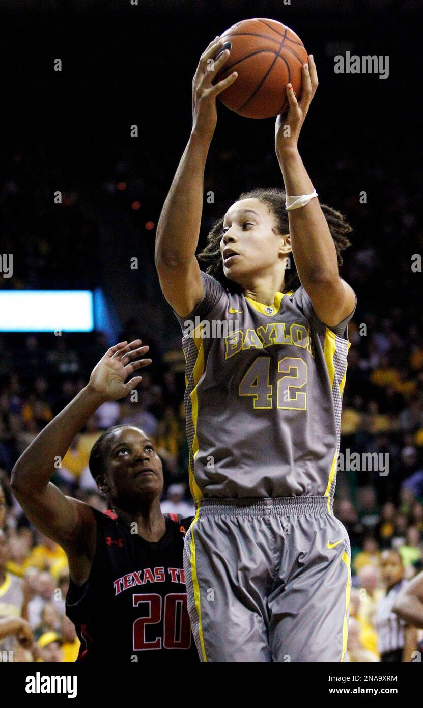 Baylor's Brittney Griner (42) grabs the rebound against Texas Tech's ...