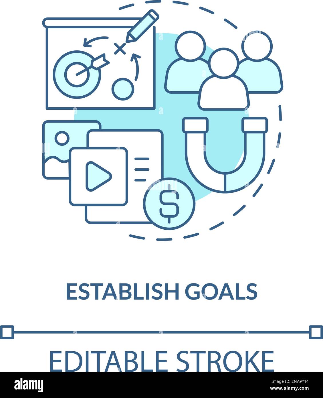 Establish goals turquoise concept icon Stock Vector Image & Art - Alamy