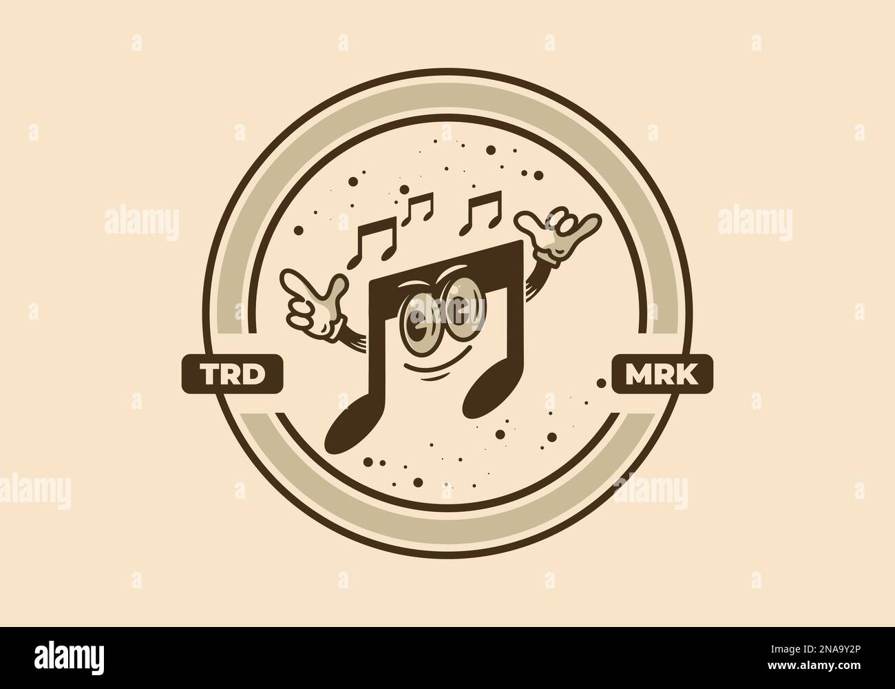 Music notes character mascot illustration badge design Stock Vector ...