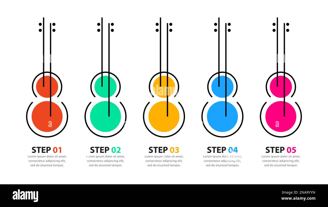 Infographic template with 5 abstract guitars. Can be used for workflow layout, diagram, banner ...