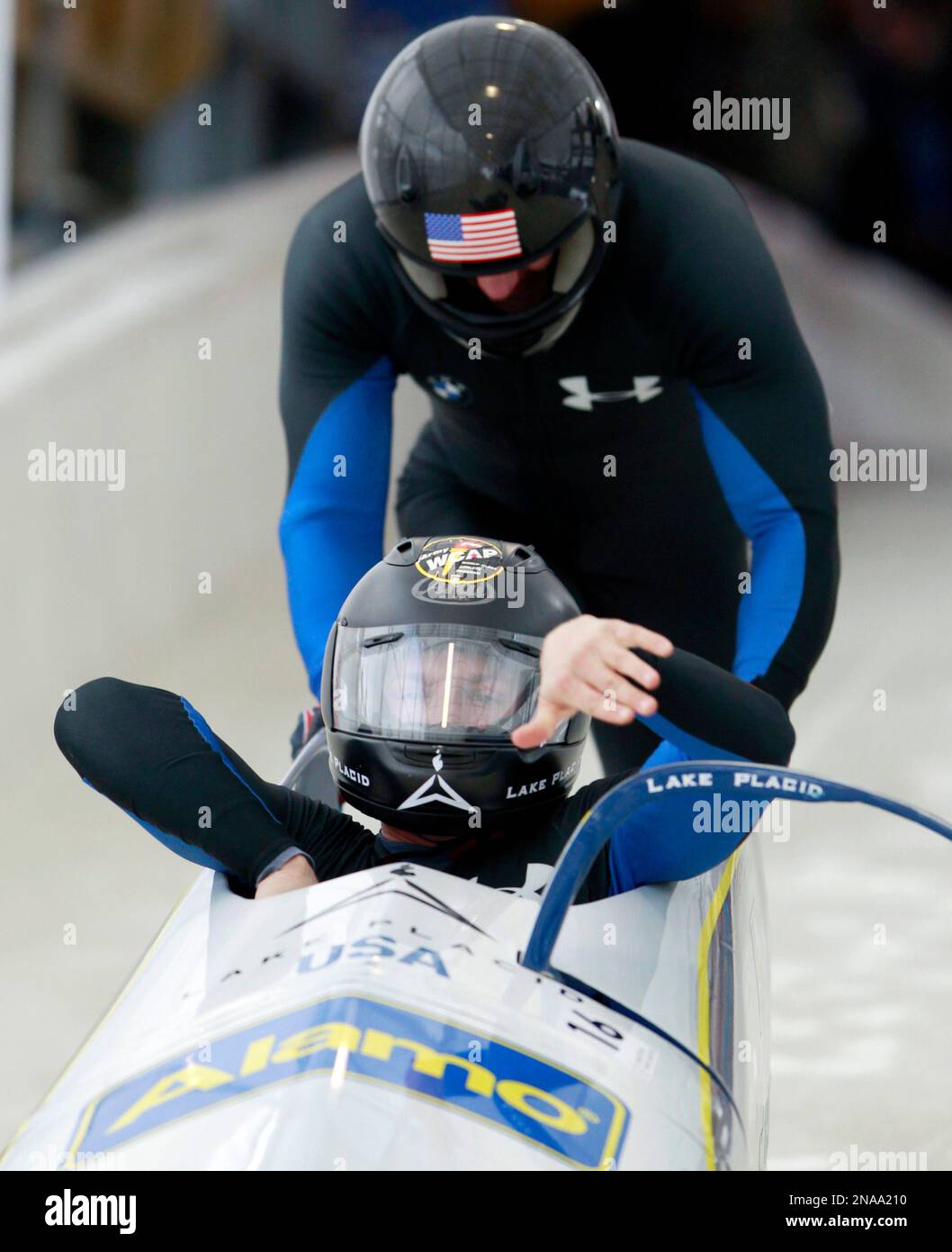 USA's John Napier, front, and Christopher Fogt start their first heat ...