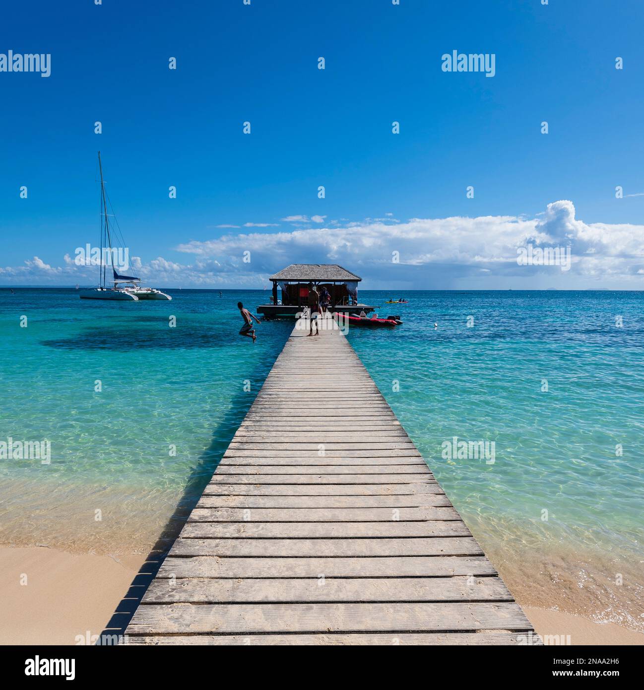 Dock at Caravelle Beach in Sainte-Anne, Grand-Terre, Guadeloupe, French ...