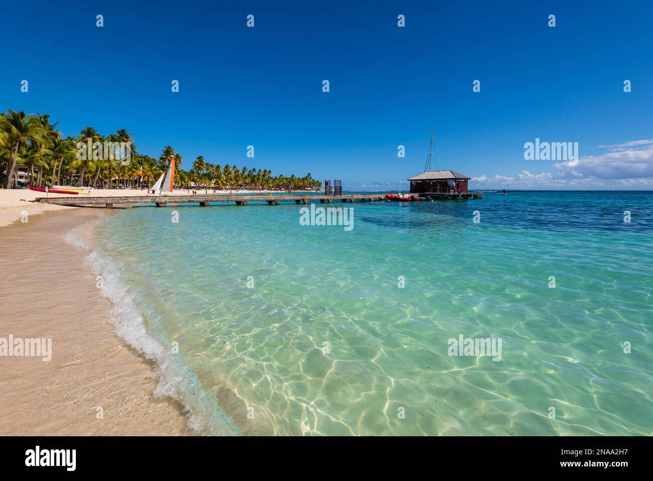Dock at Caravelle Beach in Sainte-Anne, Grand-Terre, Guadeloupe, French ...
