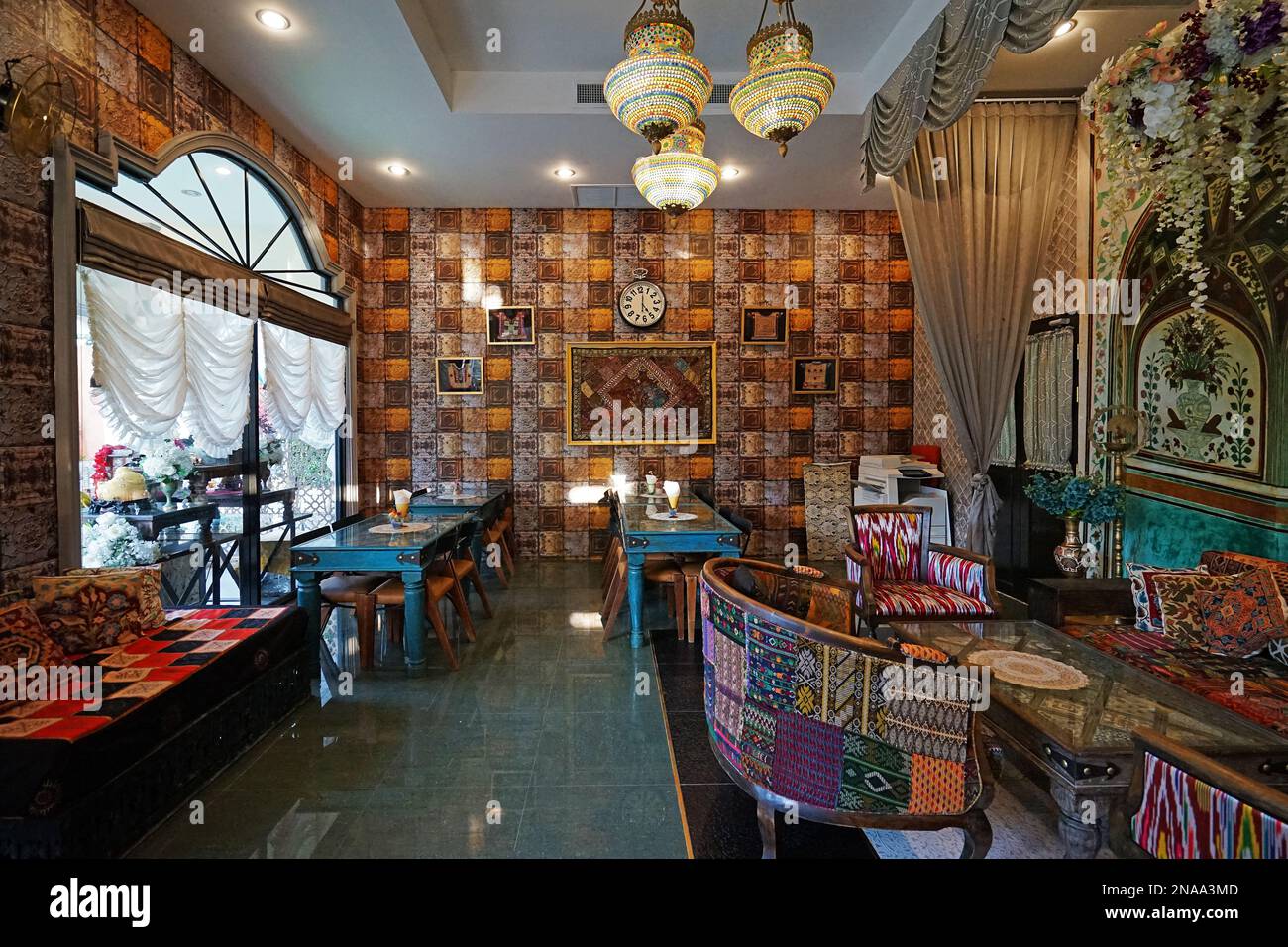 Interior design and decoration of hotel lobby area decorated with ...