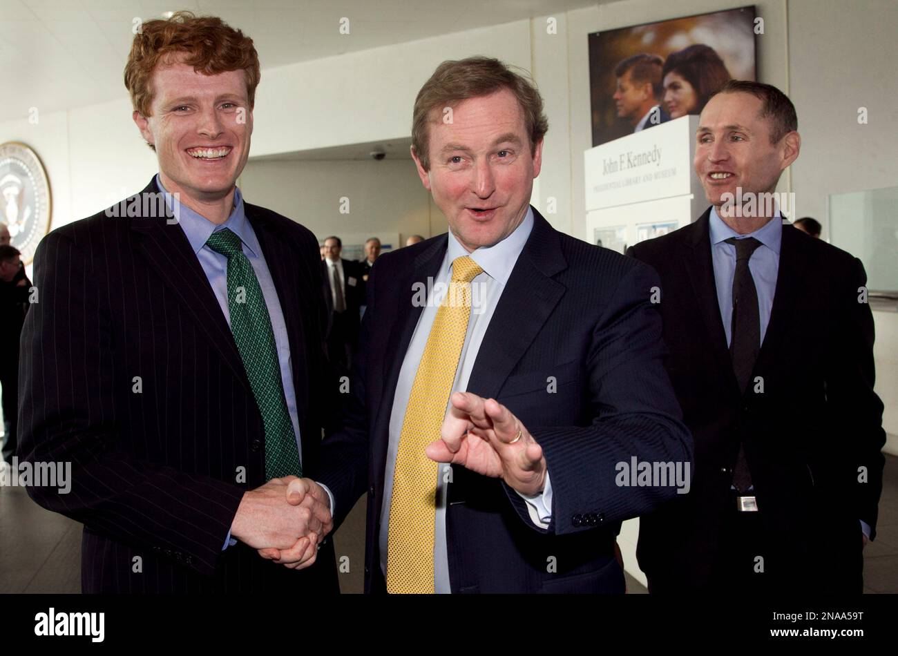 Joseph Kennedy III, left, Irish Prime Minister Enda Kenny, center, and ...