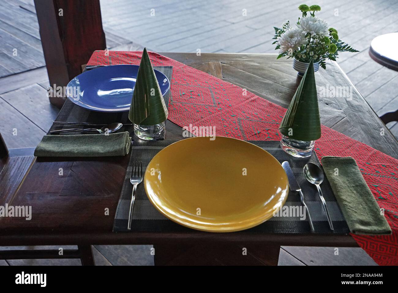 Northern Thai style table arrangement and utensils setting Stock Photo ...