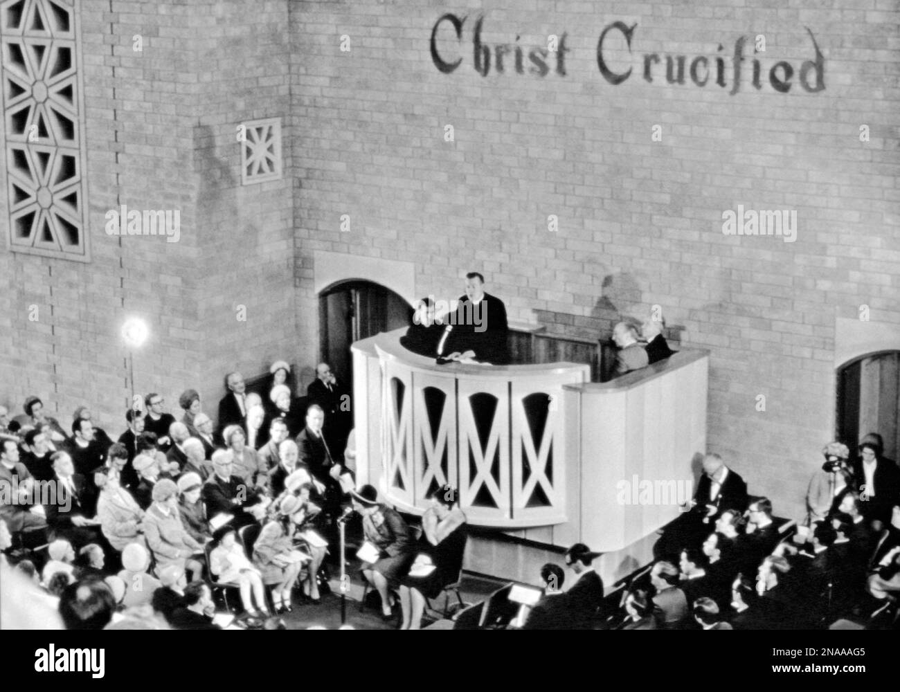 The Reverand Ian Paisley makes the opening address from the pulpit of ...