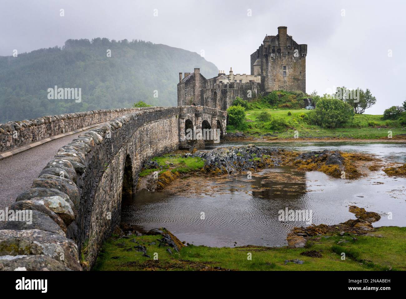 A view of Eilean Donan Castle and its causeway bridge in Kyle of ...