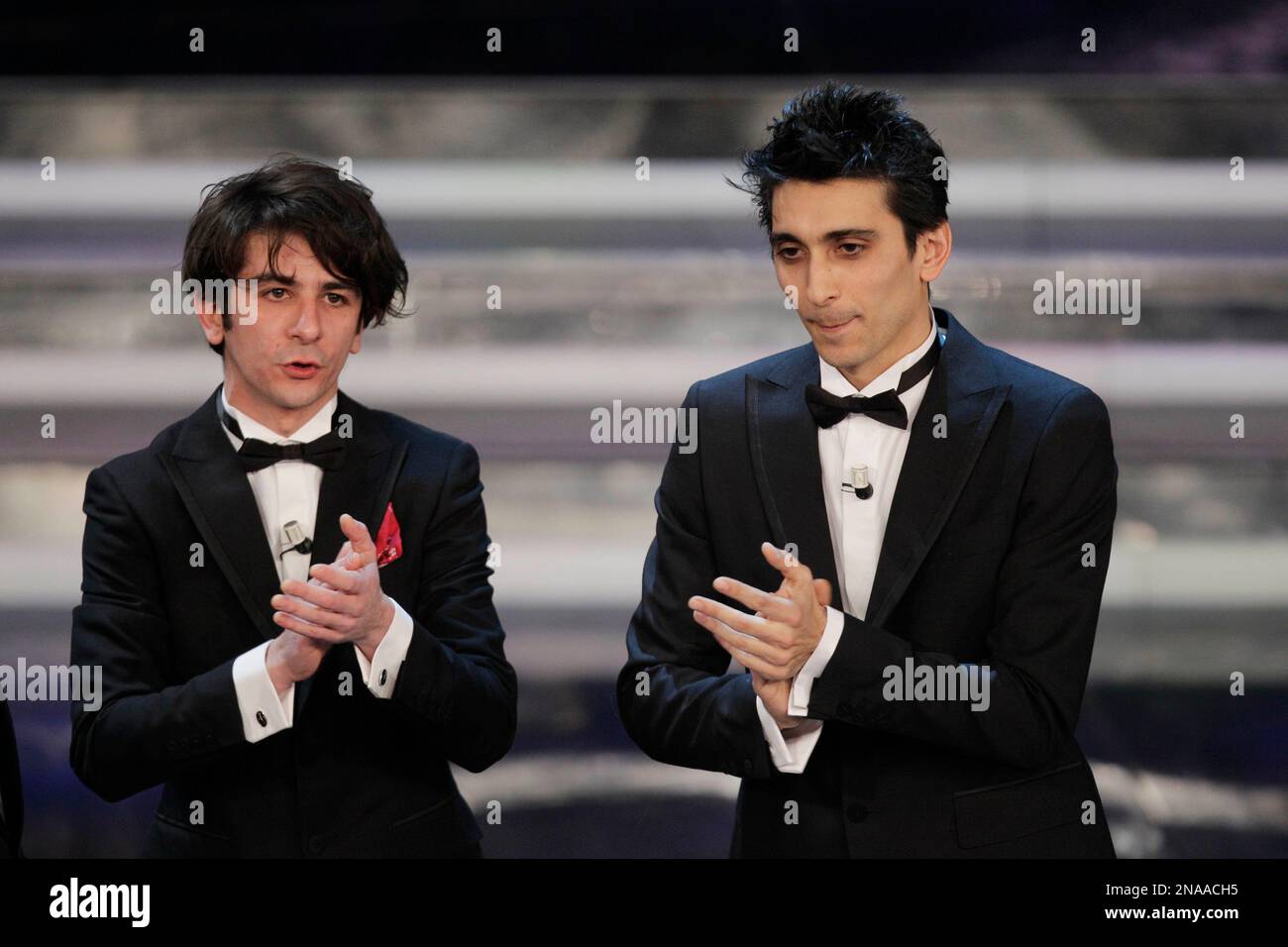 Italian actors Francesco Mandelli , left, and and Fabrizio Biggio ...