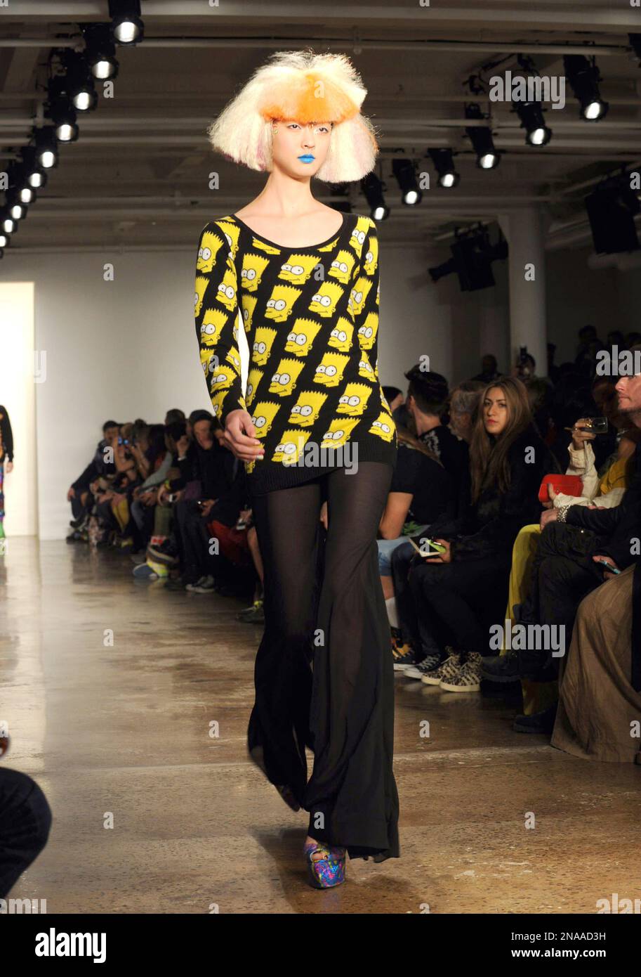 A model walks the runway for the debut of the Bart Simpson Collection ...
