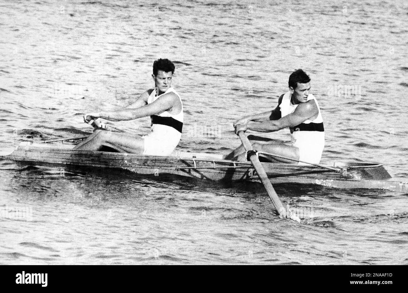 Jochen Neuling and Heinz Weigel at the first heat of the Men's Coxless ...
