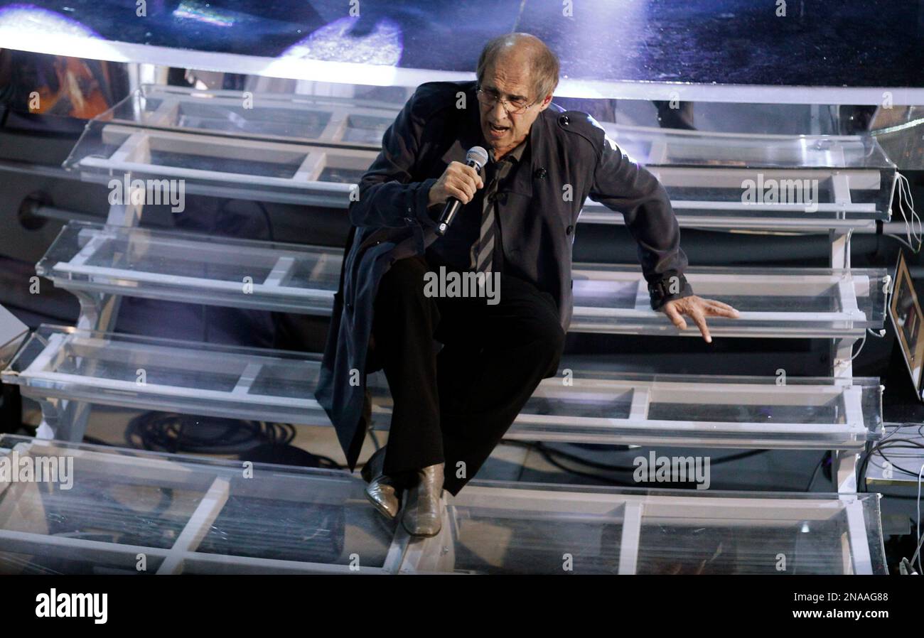 Italian singer Adriano Celentano perform s during the 62nd edition of ...
