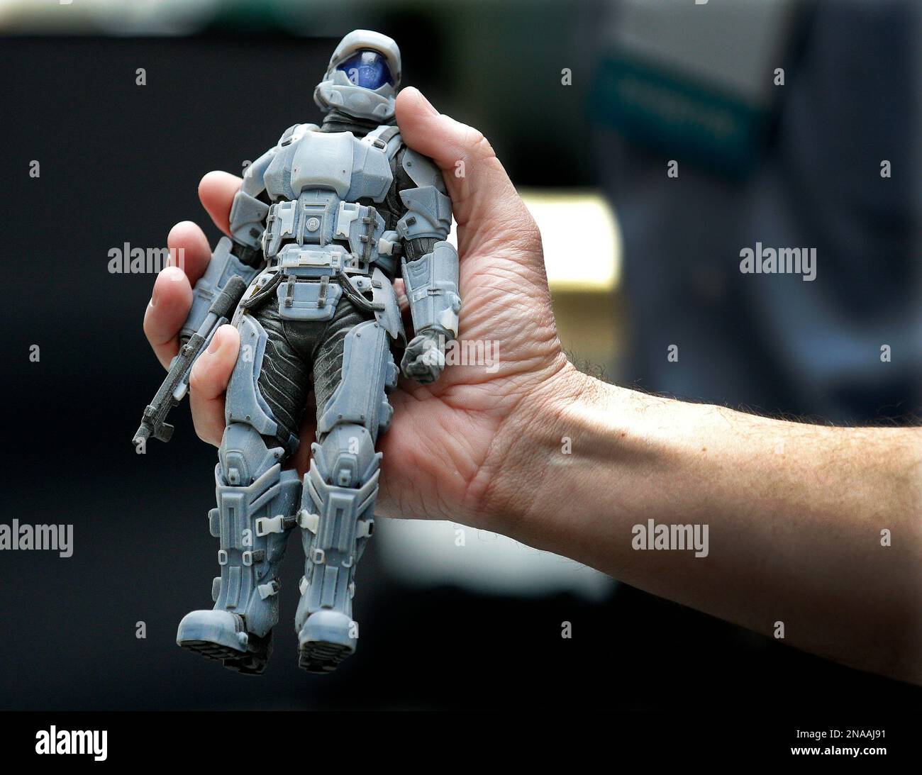 Mark Jackson of Dasi Solutions shows a potential customer a model which ...