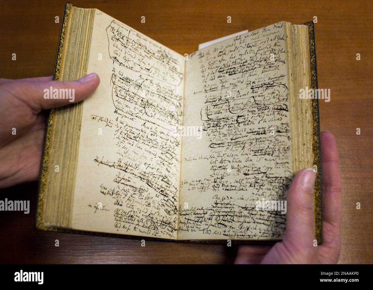 In this Friday, Feb. 10, 2012 photo, a hand-written original manuscript ...