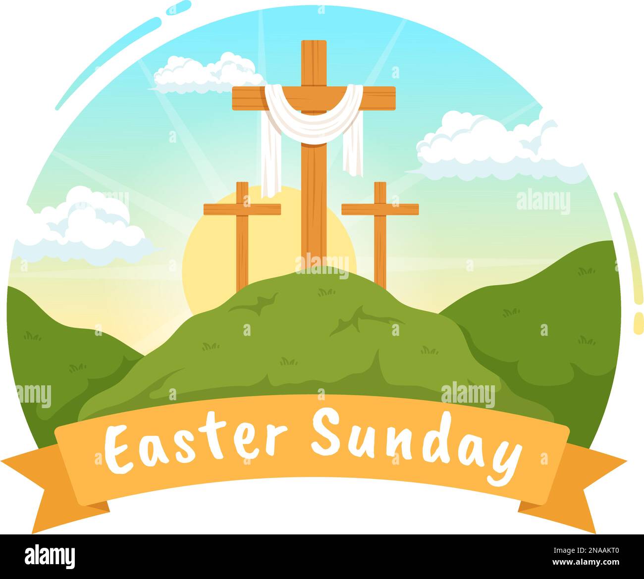 Happy Easter Sunday Day Illustration with Jesus, He is Risen and ...