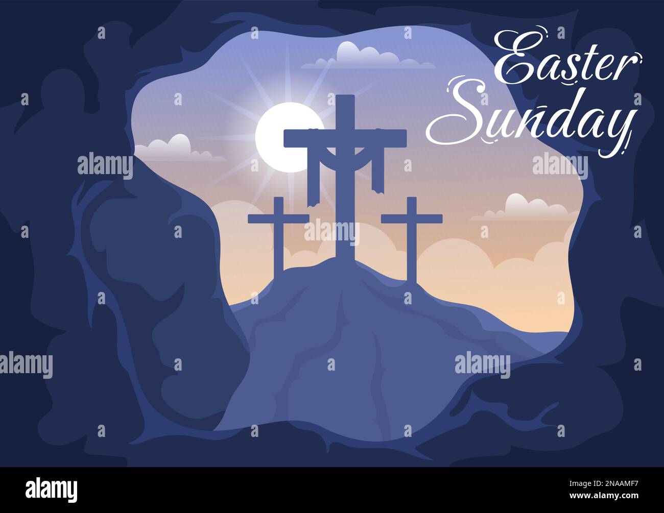 Happy Easter Sunday Day Illustration with Jesus, He is Risen and ...