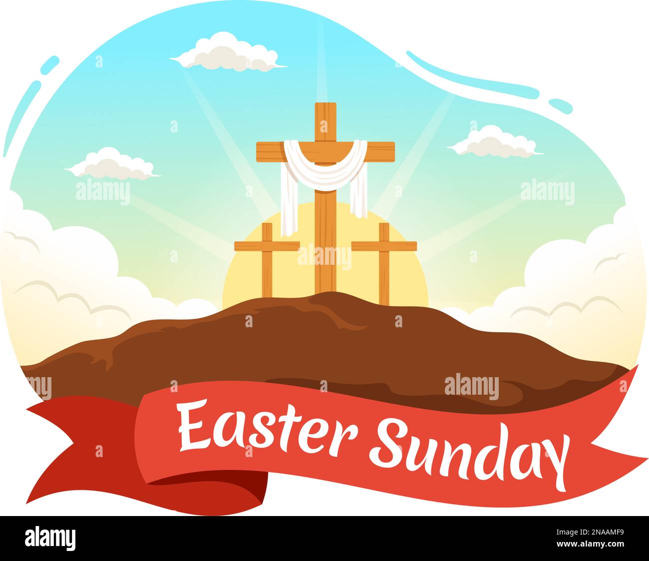 Happy Easter Sunday Day Illustration with Jesus, He is Risen and ...