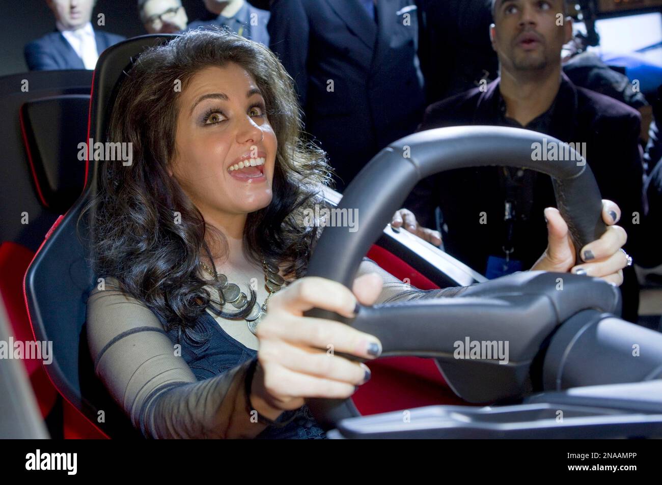 Georgian-born British singer Katie Melua screams as she sits behind the ...