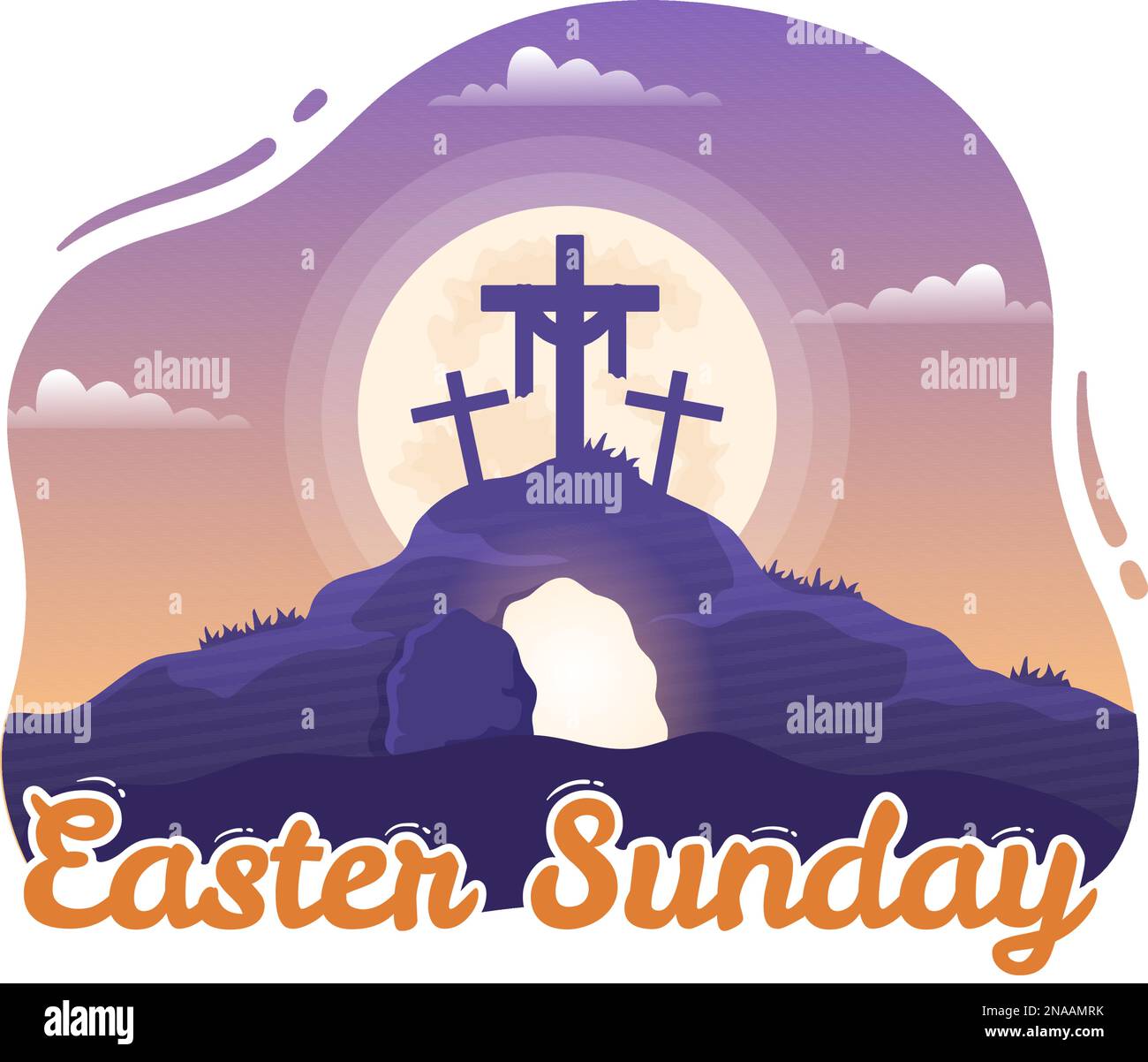 Happy Easter Sunday Day Illustration with Jesus, He is Risen and ...
