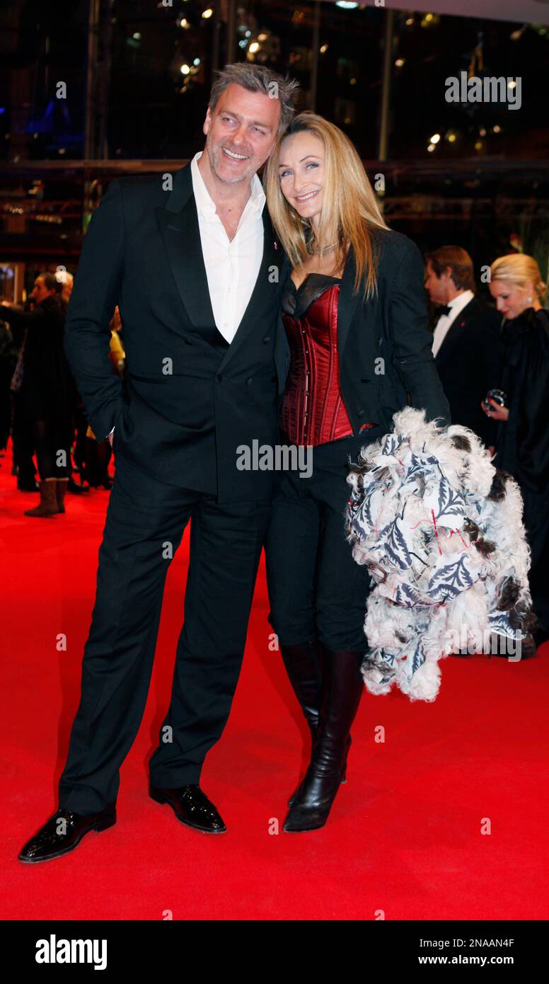 Actor Ray Stevenson arrives with Elisabetta Caraccia for the screening ...