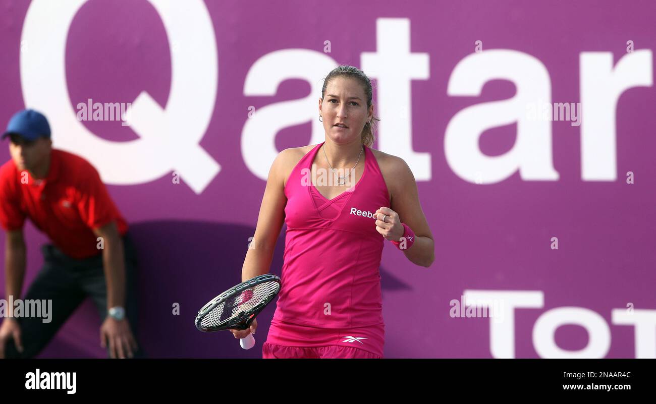 Israel's Shahar Peer reacts after scoring during her match against ...