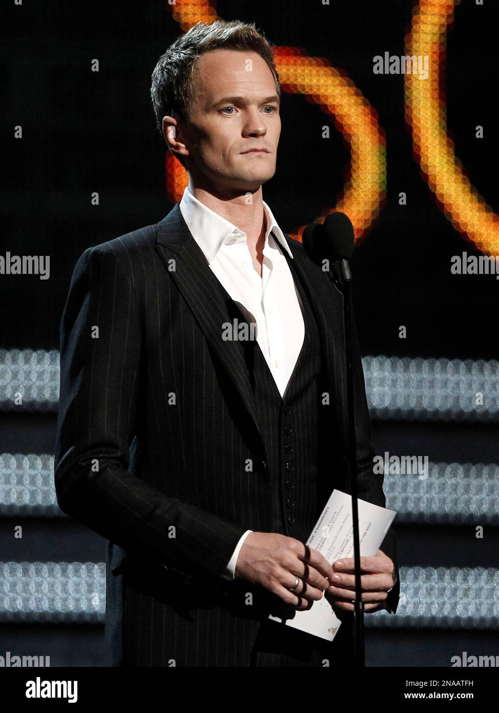 Neil Patrick Harris presents the award for song of the year during the 54th annual Grammy Awards ...