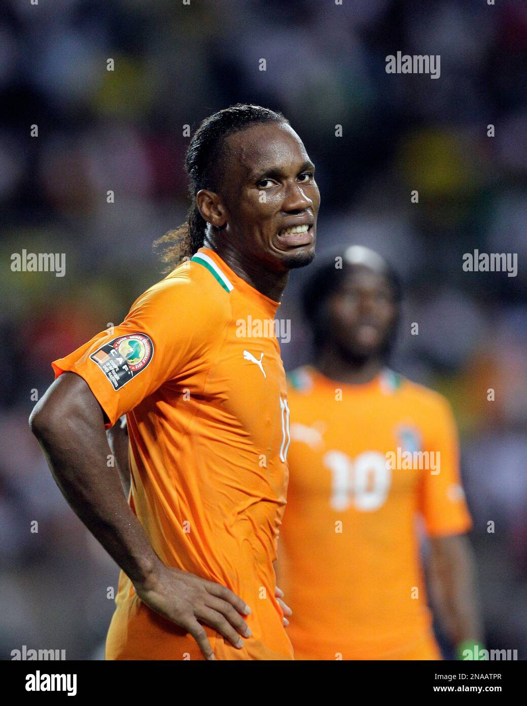 Ivory Coast's captain Didier Drogba reacts during their African Cup of ...