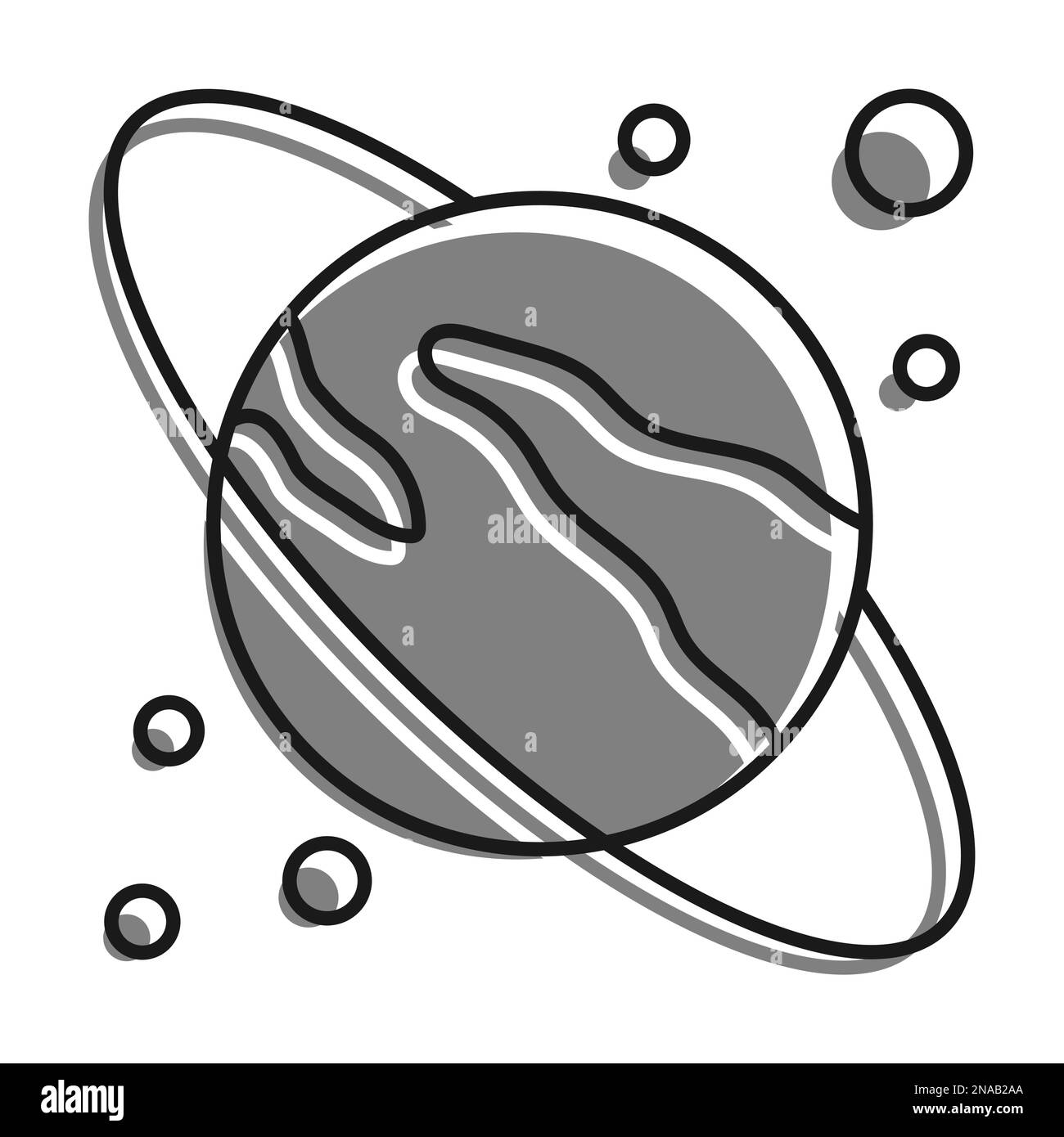 Planet Saturn With Ring filled with gray color icon. Exploring Space ...