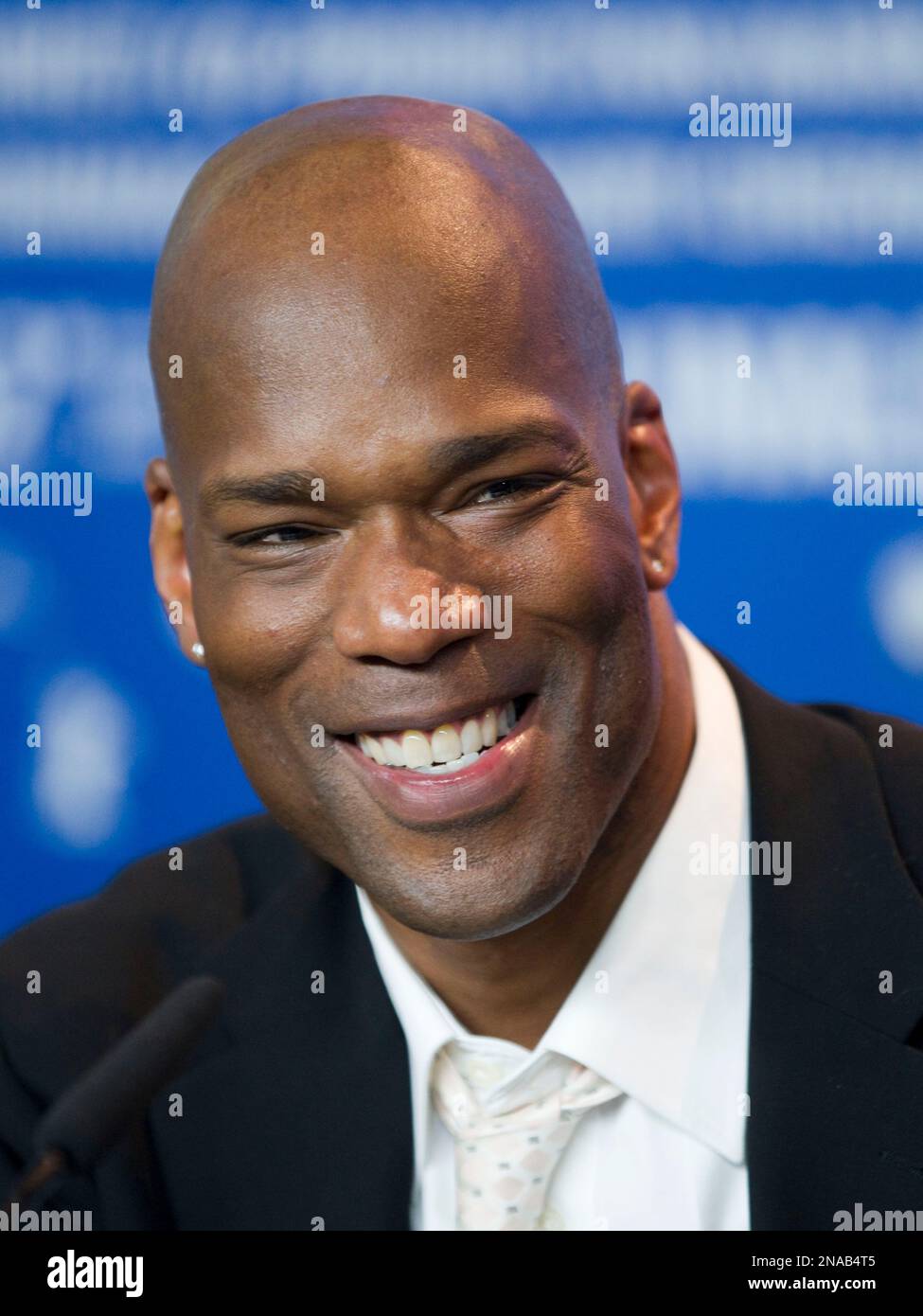 Actor Christopher Kirby smiles during the press conference of the film ...